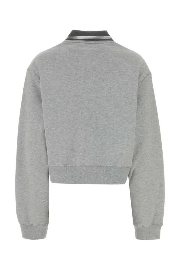 Miu Miu Melange Grey Cotton Oversize Sweatshirt