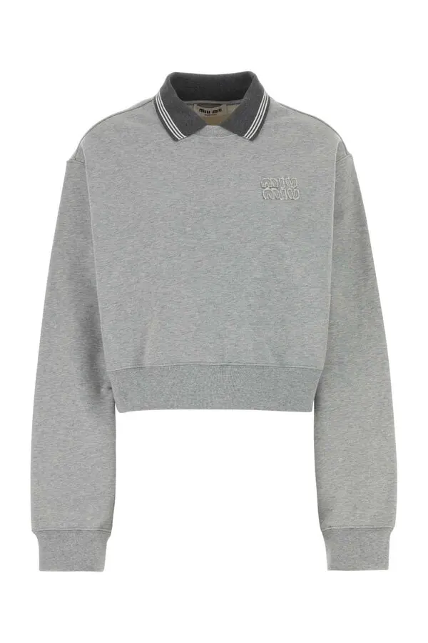 Miu Miu Cotton Oversize Sweatshirt - Gray