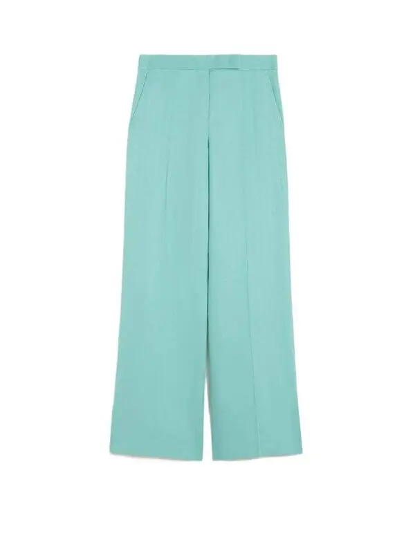 Max Mara Chevron Linen Batavia Trousers Aqua - Blue