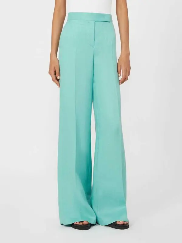 Max Mara Chevron Linen Batavia Trousers Aqua - Blue