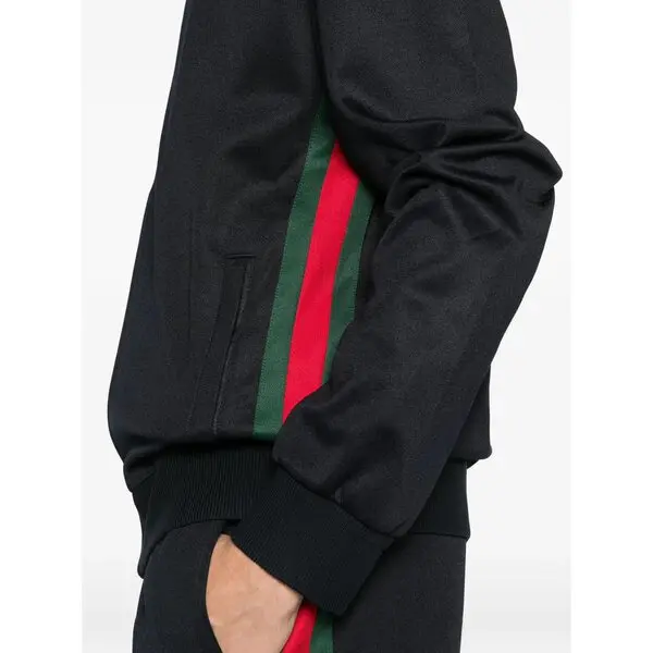 Gucci Zip-fastening Striped High-neck Sweatshirt - Blue