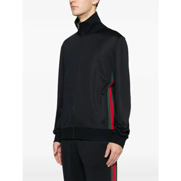 Gucci Zip-fastening Striped High-neck Sweatshirt - Blue