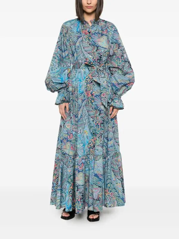 Etro Long Dress With Ruffles And Paisley Pattern
