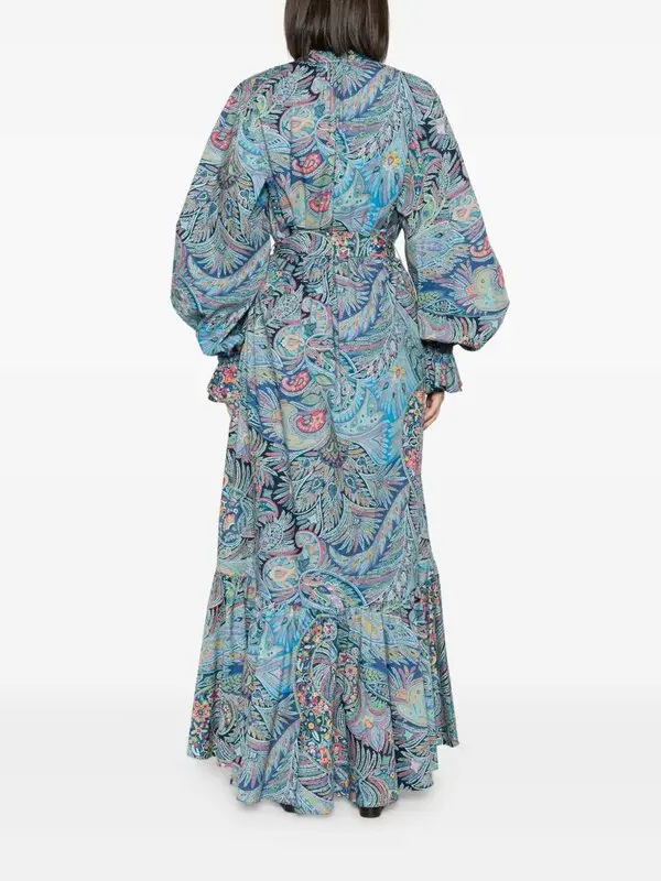 Etro Long Dress With Ruffles And Paisley Pattern