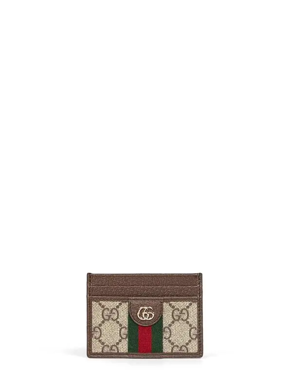 Gucci Beige And Dark Brown Ophidia Card Holder - Multicolor