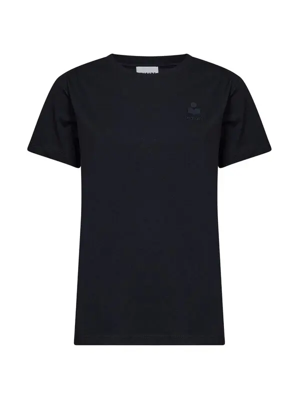Isabel Marant Étoile Marant Black Cotton Jersey Aby Logo T-shirt - Multicolor