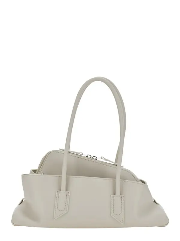 Attico La Passeggiata' White Small Shoulder Bag With Top Handles And Asymmetric Design In Leather For - Multicolor