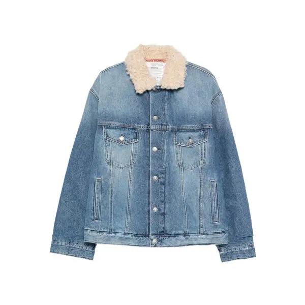 Acne Studios Shearling Collar Denim Jacket - Blue