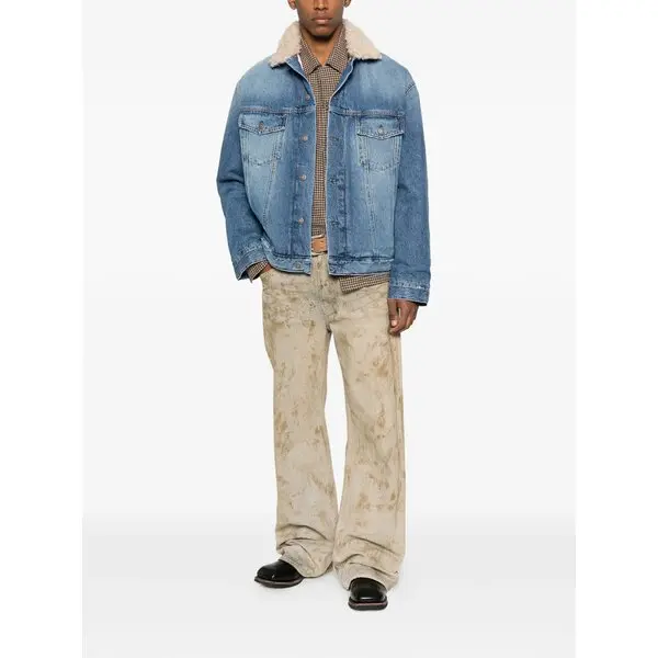 Acne Studios Shearling Collar Denim Jacket - Blue