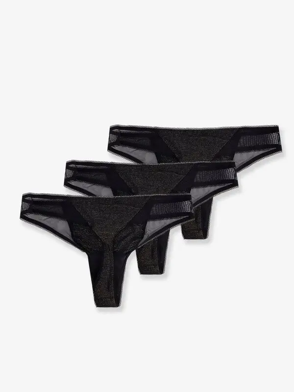 BOSS Lurex Thong Tripack With Lace Trim