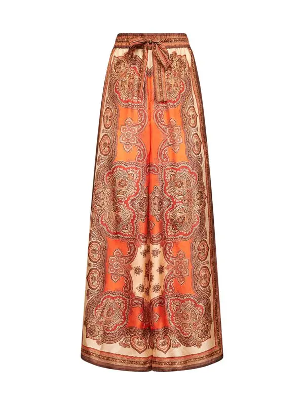 Zimmermann Tangerine Paisley-print Silk Habotai Mahon Relaxed Trousers - Multicolor