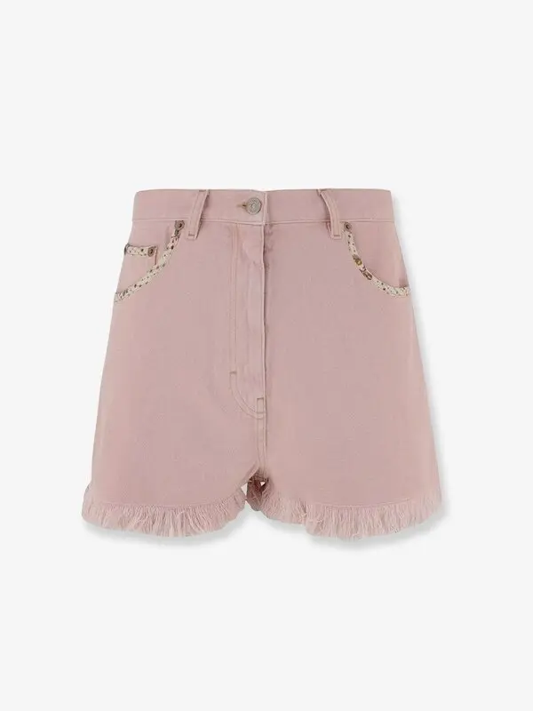 Valentino Garavani Denim Shorts With Frayed Edges - Multicolor