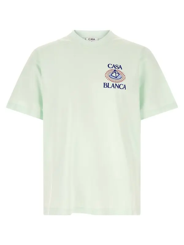 Casablanca Flocked 'celestial Pyramid' Print T-shirt - Blue