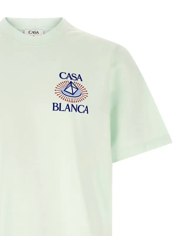 Casablanca Flocked 'celestial Pyramid' Print T-shirt - Blue