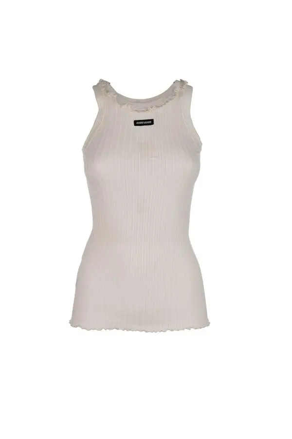 Miu Miu Ribbed Knit Sleeveless Top - Multicolor