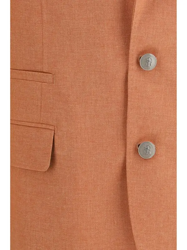 Brunello Cucinelli Deconstructed Mouliné Fabric Blazer - Orange