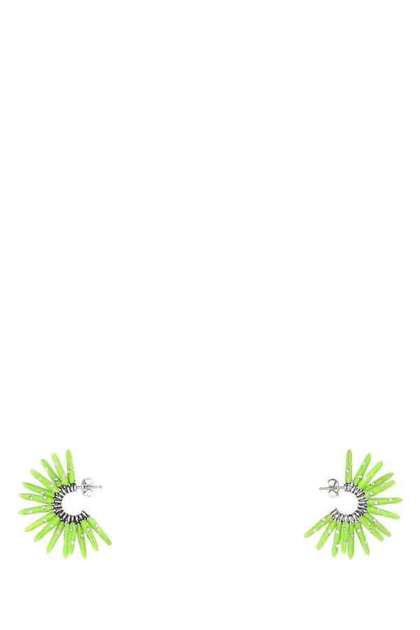 Bottega Veneta Silver Cone Earrings - Green