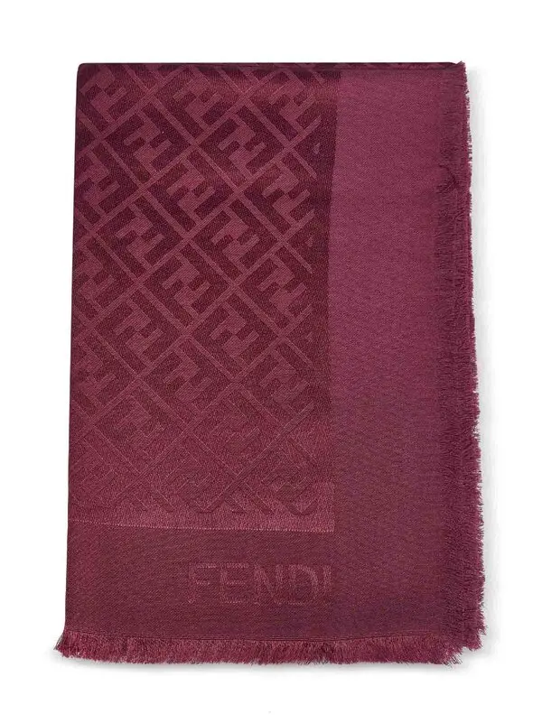 Fendi Silk Cherry Silk And Wool Ff Shawl