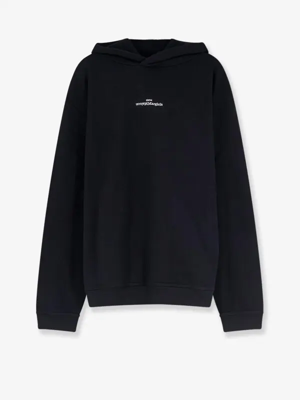 MAISON MARGIELA Cotton Sweatshirt With Front Embroidered Logo - Black