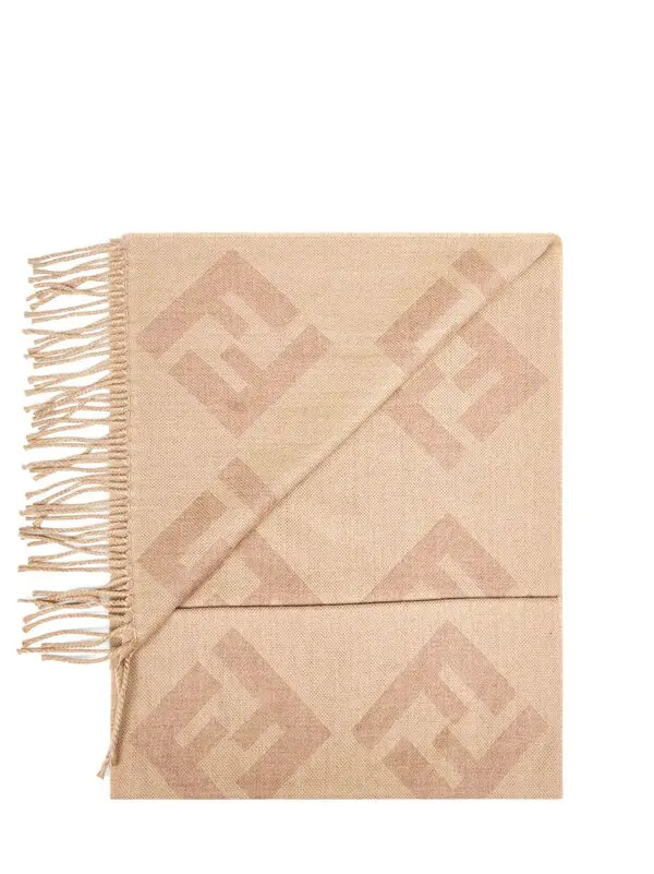 Fendi Silk Beige Ff Wool Scarf