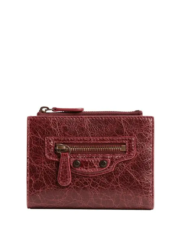 Balenciaga Le City Bifold Wallet In Arena Leather - Red