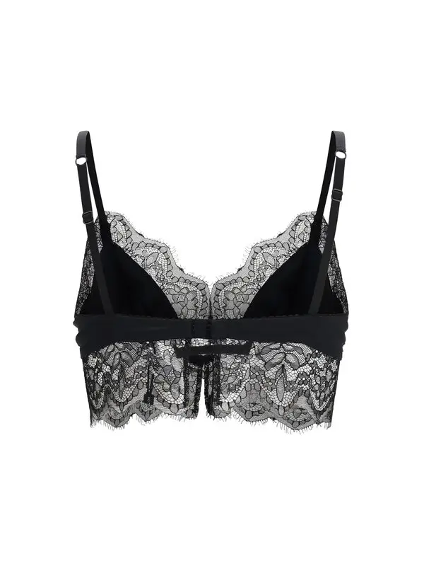 Dolce & Gabbana Satin Soft-cup Bralette Bra With Lace