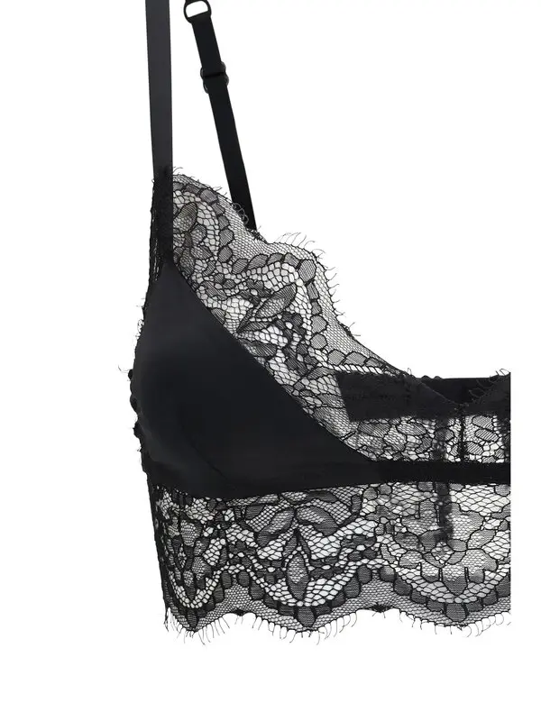 Dolce & Gabbana Satin Soft-cup Bralette Bra With Lace