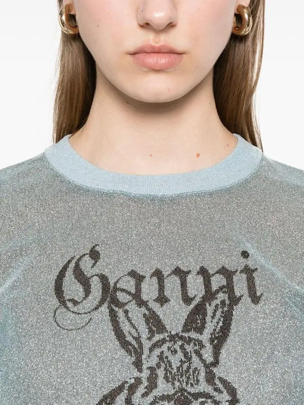 GANNI Bunny Crewneck Top - Multicolor