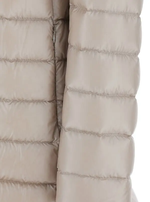 Herno Down Jacket With Hood And Drawstring In Tech Fabric Beige