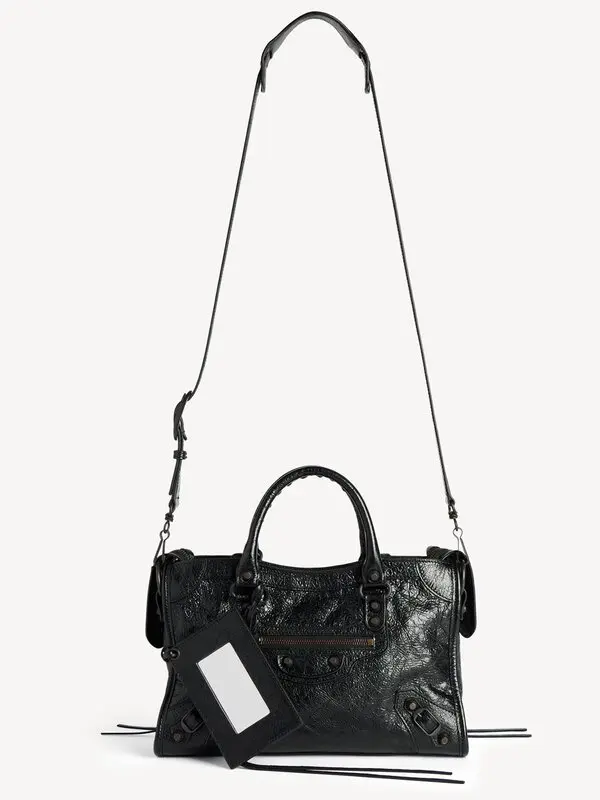 Balenciaga Le City Bag Small In Arena Leather - Black