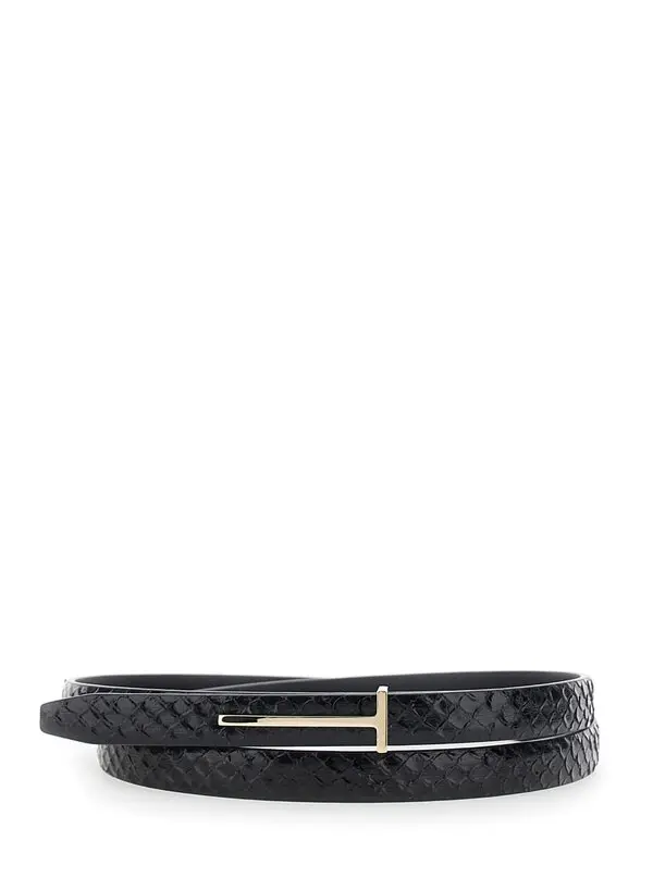 TOM FORD Semi Shiny Printed Python F/c Belt - Multicolor