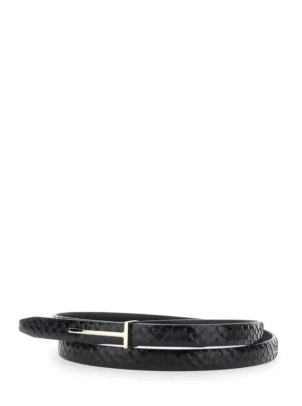 TOM FORD Semi Shiny Printed Python F/c Belt - Multicolor
