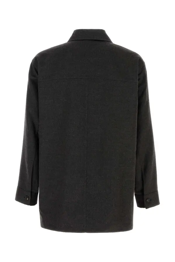 Bottega Veneta Dark Grey Flannel Shirt