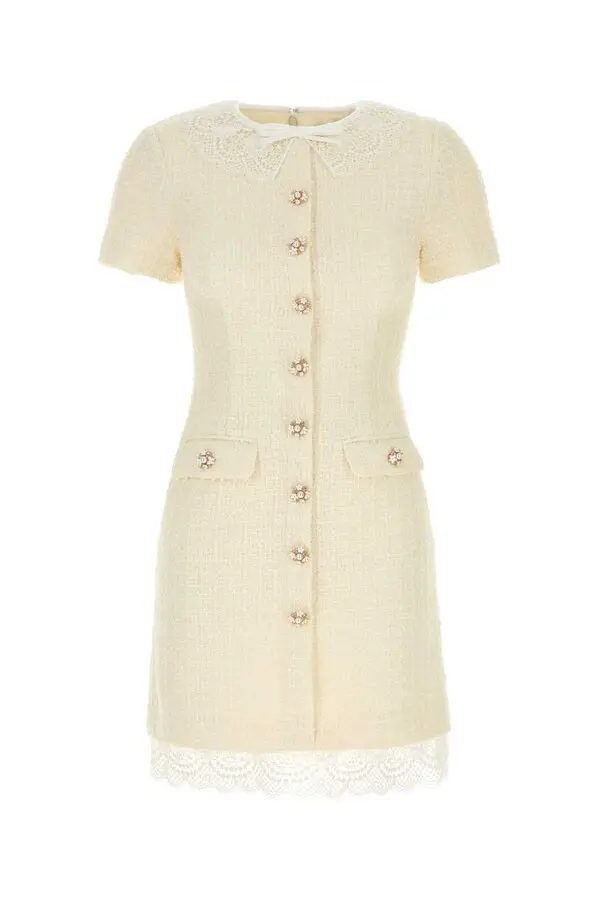 SELF-PORTRAIT Ivory Boucle Mini Dress