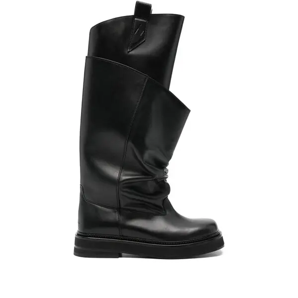 Attico Leather Pull-tab Boots - Black