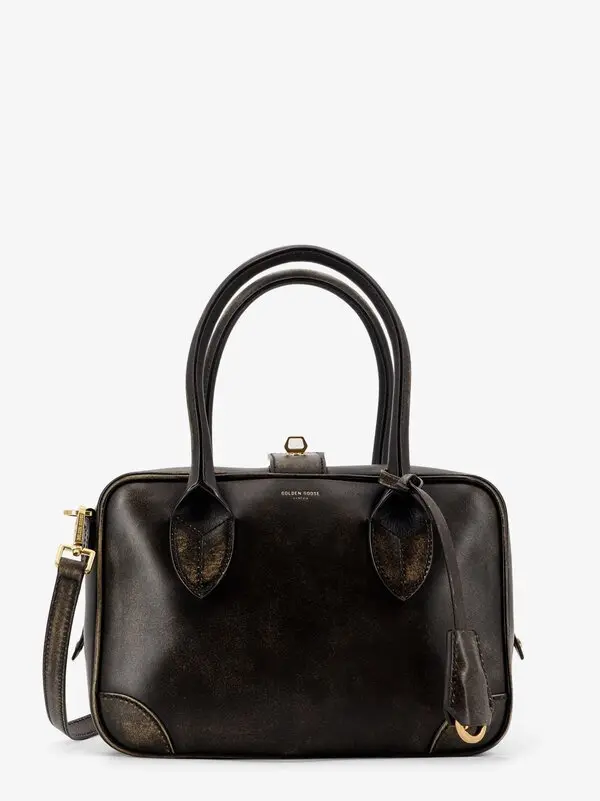 GOLDEN GOOSE Vita Vintage Leather Crossbody Bag - Black