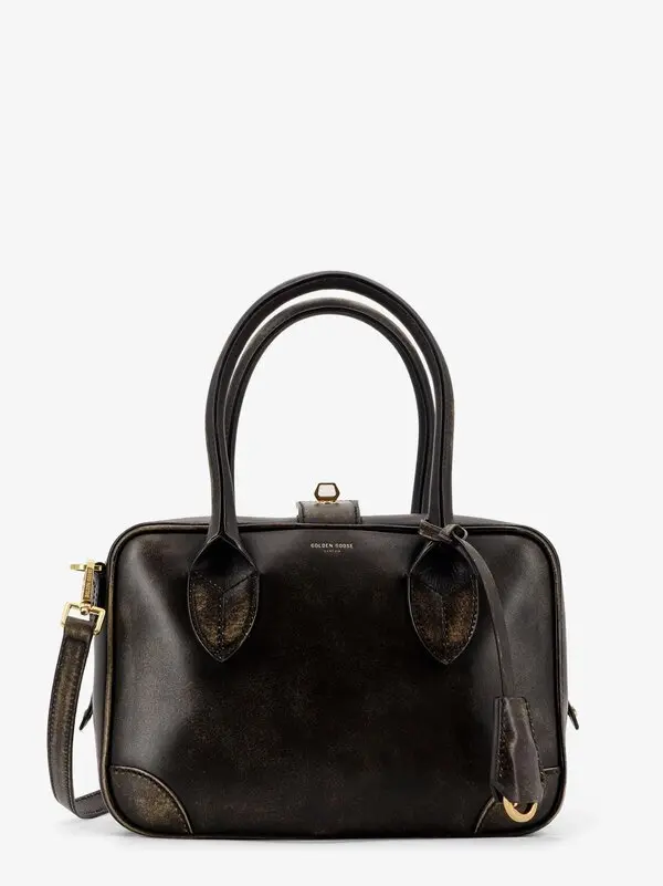 GOLDEN GOOSE Vita Vintage Leather Crossbody Bag - Black