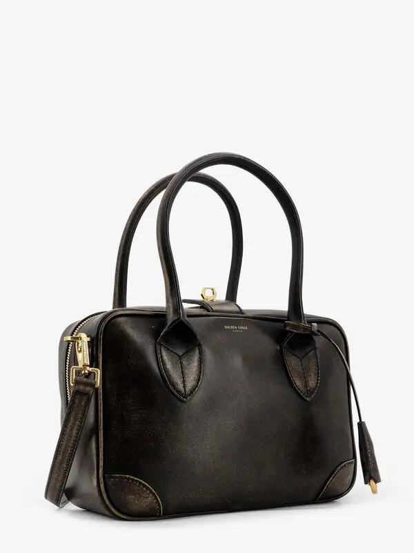 GOLDEN GOOSE Vita Vintage Leather Crossbody Bag - Black