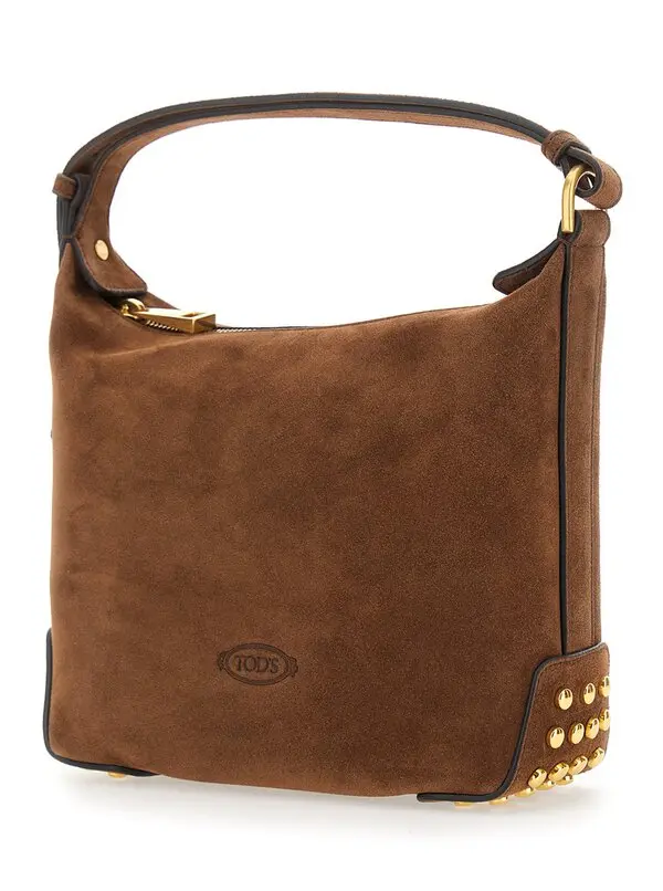 TOD'S Handbag With Top Handle And Metal Dots In Suede For - Brown