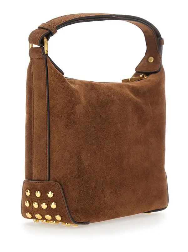 TOD'S Handbag With Top Handle And Metal Dots In Suede For - Brown