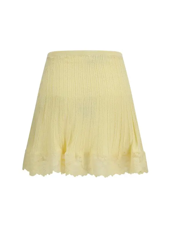 SELF-PORTRAIT Pointelle Knit Mini Skirt - Yellow