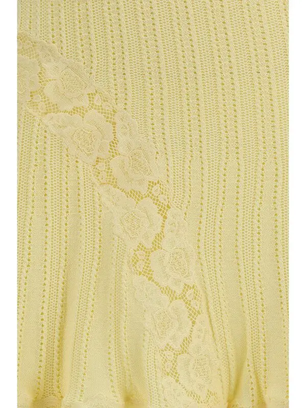 SELF-PORTRAIT Pointelle Knit Mini Skirt - Yellow