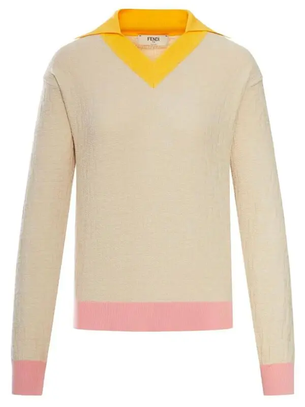 Fendi Ff Jacquard Color Block Pullover - Multicolor