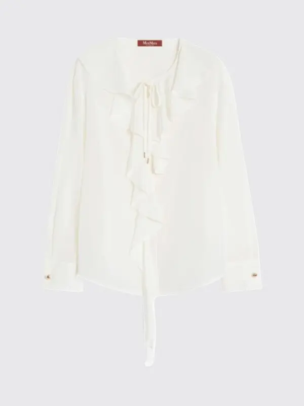 Max Mara Silk Blouse With Ruffles - Blue