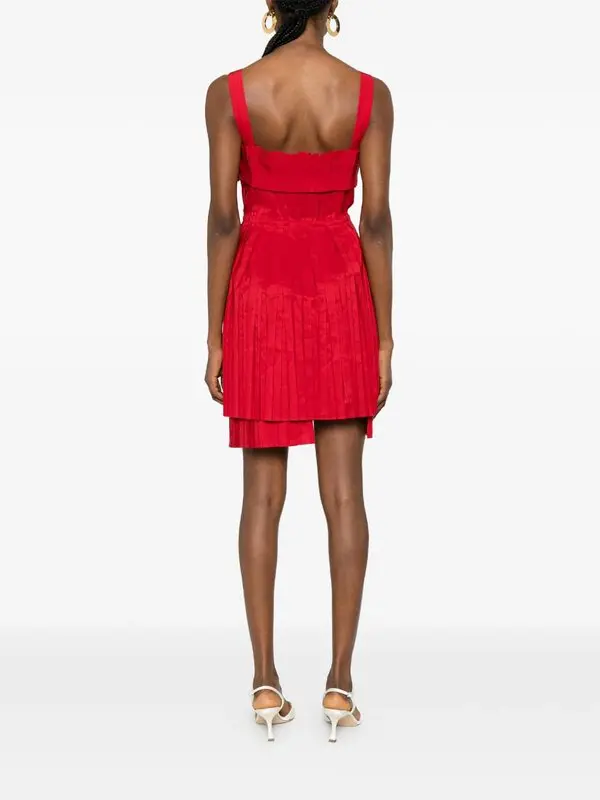 Fendi Pleated Mini Dress - Red