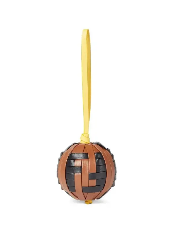 Fendi Ff Sphera Woven Leather Charm - Black