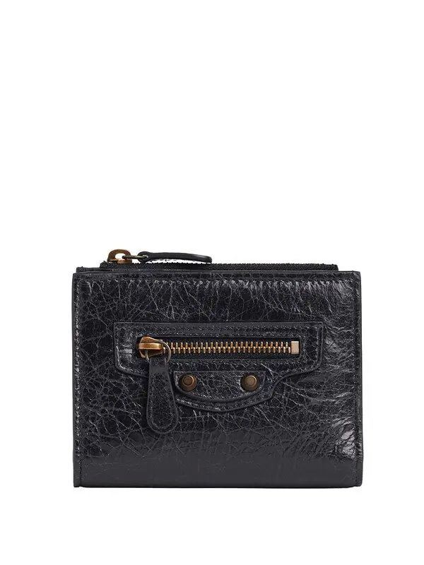 Balenciaga Le City Bifold Wallet In Arena Leather - Black