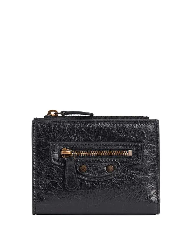 Balenciaga Le City Bifold Wallet In Arena Leather - Black
