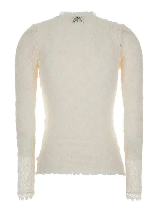 Isabel Marant Étoile Brany' White Top With All-over Lace Trim In Cotton Blend For - Multicolor