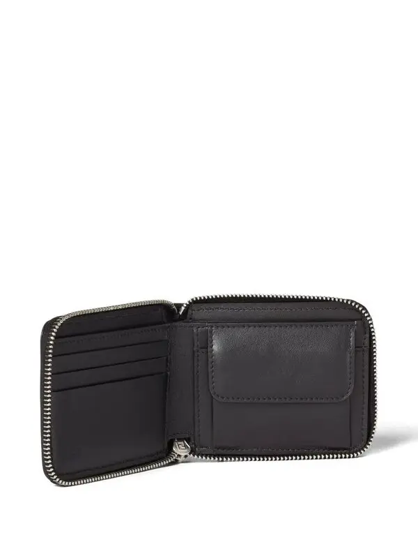 Fendi Leather Compact Wallet With Zip And Ff Logo